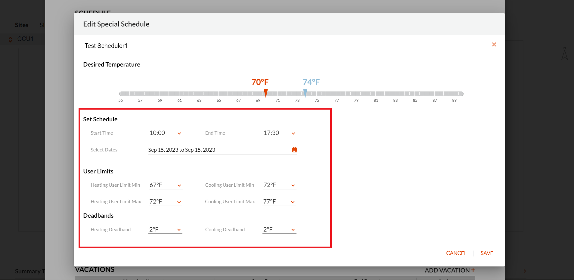 Creating, Applying and Editing Special Schedules – ClimaVision